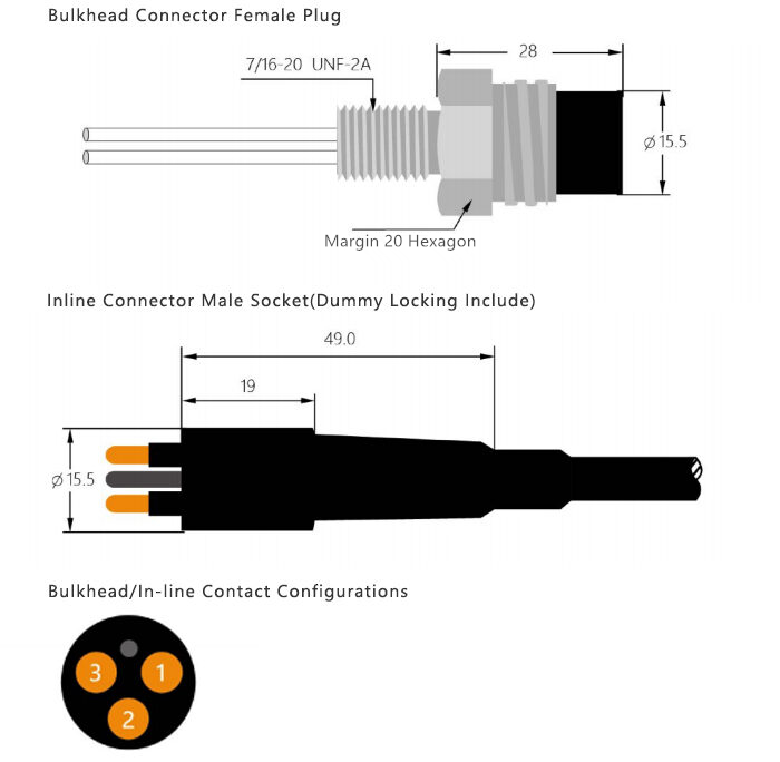 Conector submarino 3pins Conectores eléctricos submarinos Conectores ...